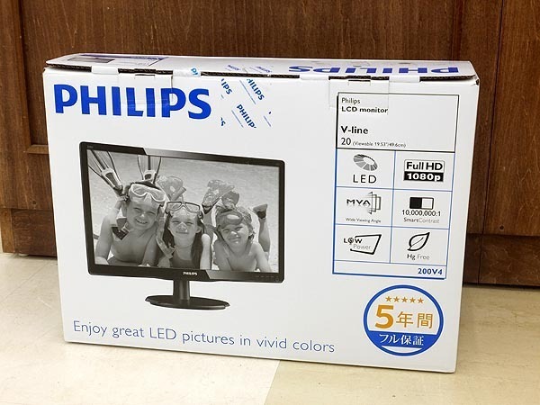 【目立った傷や汚れなし】極美品!! PHILIPS/フィリップス 液晶モニター 19.53インチ 200V4QSBR/11 2018年製 16:9 LEDバックライト搭載 動作確認済②の落札 ...
