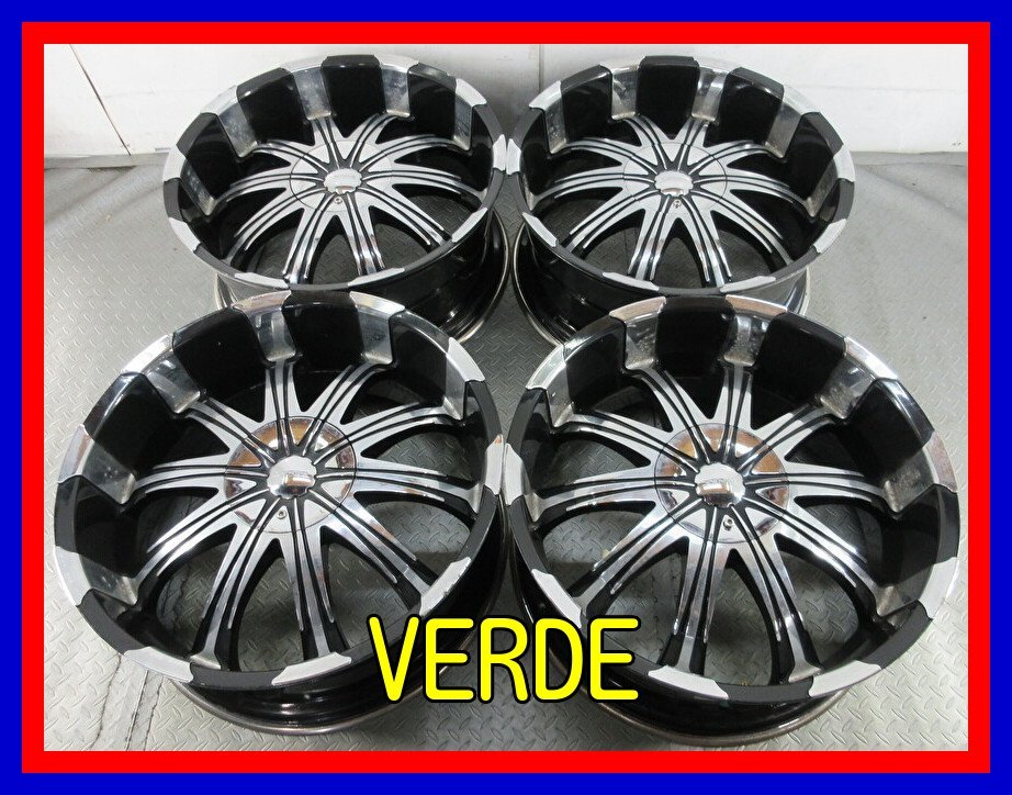 【傷や汚れあり】 中古ホイール VERDE 22インチ 9.5J +35 5H マルチ 114.3 127 ブラック クローム ラグジュアリー ...