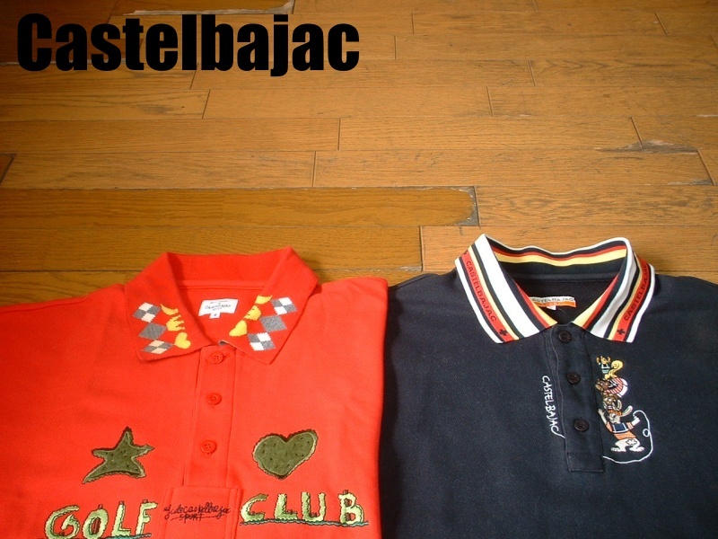 【目立った傷や汚れなし】即戦力2着セットCastelbajacアニマル刺繍アートポロシャツ4&5赤レッド&黒ブラック正規カステルバジャック ...
