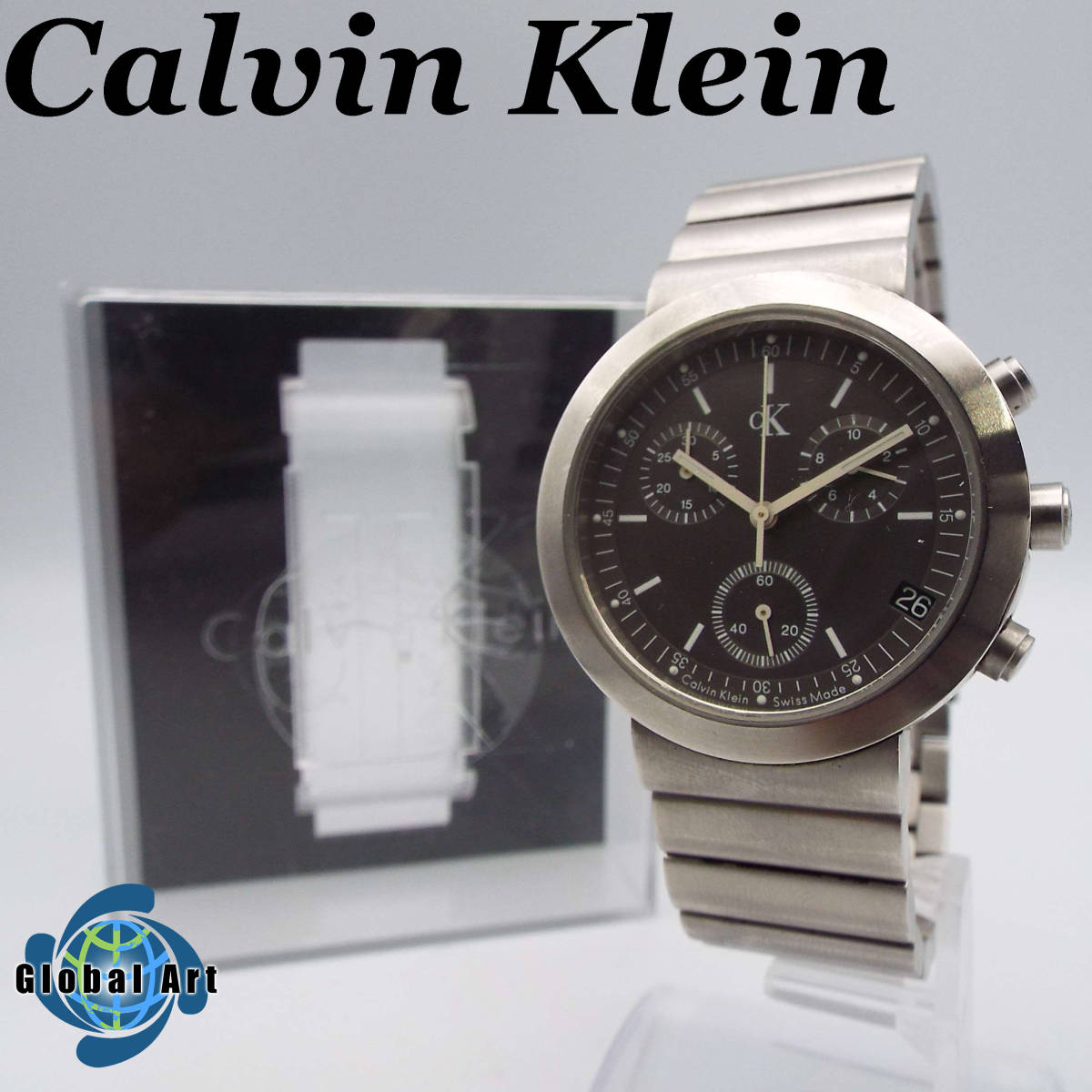 【傷や汚れあり】い04025/Calvin Klein カルバンクライン/クオーツ/メンズ腕時計/クロノグラフ/純正ベルト/K2171/ケース・取扱説明書・コマ付 の落札情報詳細| ヤフオク ...