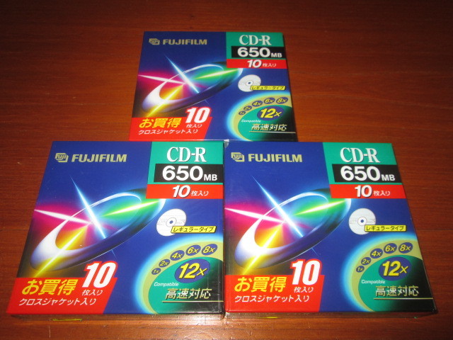 【未使用】富士フィルム FUJIFILM CD-R 650MB 12× 30枚 クロスジャケット入り CD-R BOX 650D 10の落札 ...