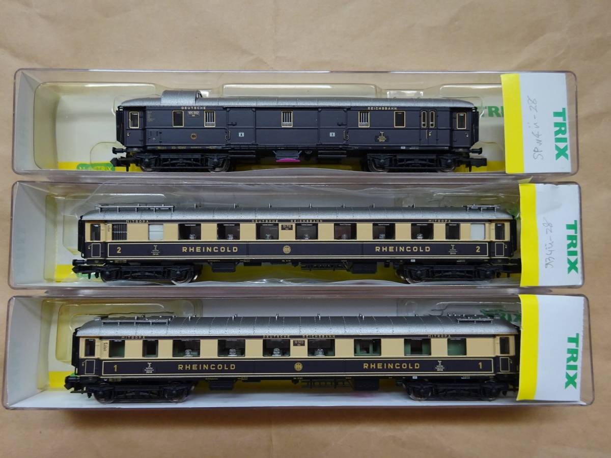 【やや傷や汚れあり】Minitrix Trix 15781, 15782, 15784 ドイツ国鉄 ラインゴルト客車3両 DRG ...