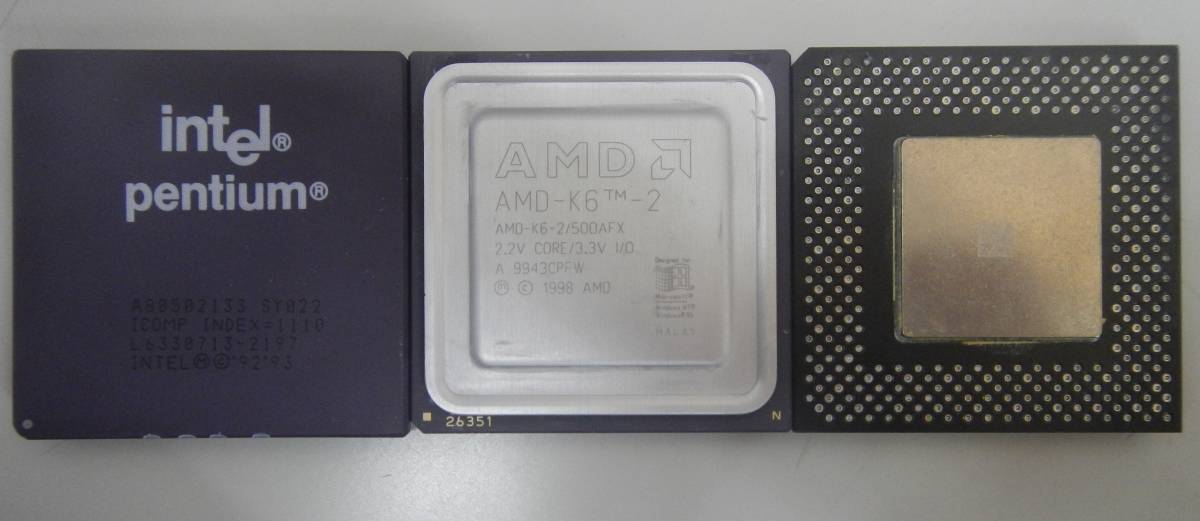 【やや傷や汚れあり】CPU3点セット！ AMD K6-2/500 (Socket 7)、Intel Pentium 133MHz SY022 ...