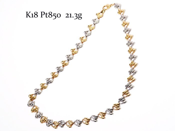 【目立った傷や汚れなし】U-11☆K18/Pt850 コンビ デザイン ネックレス 21.3g/41cm の落札情報詳細| ヤフオク落札価格情報 オークフリー