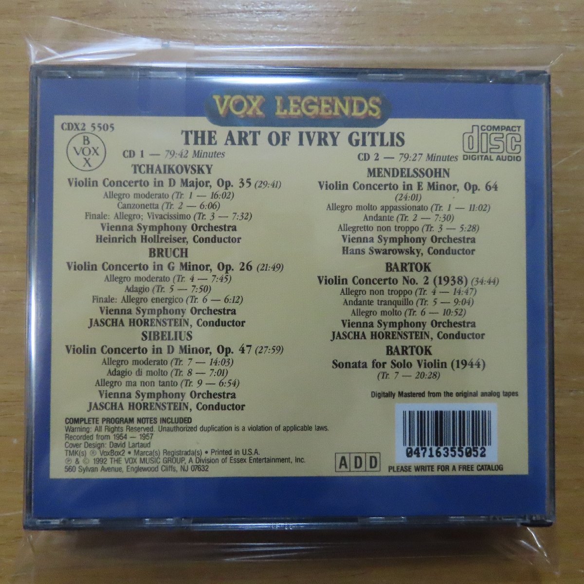 【やや傷や汚れあり】047163550522;【VoxBox/2CD】イヴリー・ギトリス / The Art of Ivry Gitlis の落札情報詳細| ヤフオク落札価格情報 オークフリー