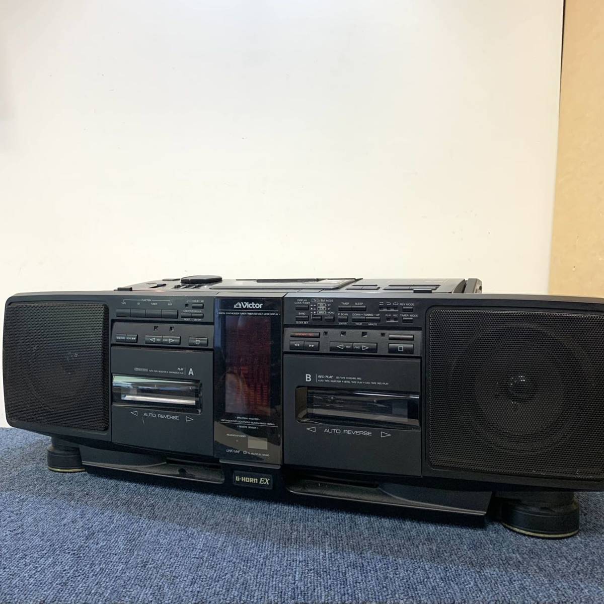 【やや傷や汚れあり】Victor CDラジカセ 通電OK！ ビクター RC‐X90 CDラジカセ バブルラジカセ レトロ カセットデッキ ...