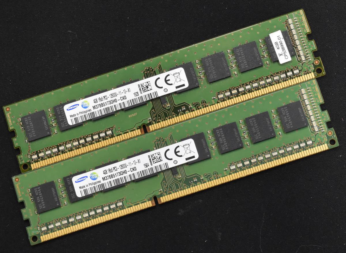 【目立った傷や汚れなし】1円スタート 8GB (4GB 2枚組) PC3-12800 PC3-12800U DDR3-1600 240pin ...