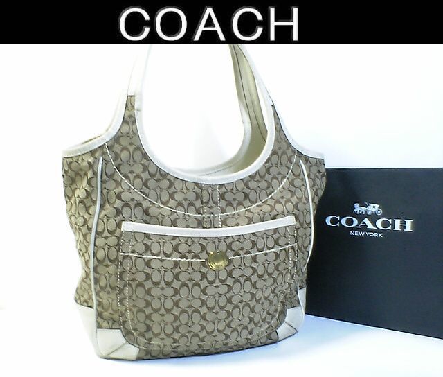 【目立った傷や汚れなし】★美品！★COACH コーチ とってもお洒落で素敵な♪シグネチャー柄 セミショルダーバッグ 10774 本物 の落札 ...