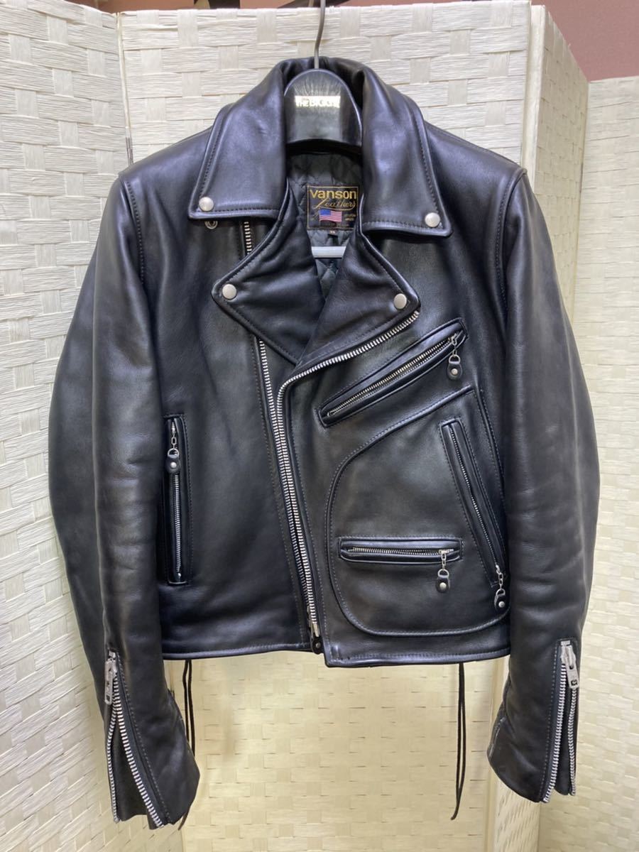 【やや傷や汚れあり】レアモデル VANSON バンソン ダブルライダース ジャケット/38/ブラック/USA/アメリカ/米国製の落札情報詳細 - ヤフオク落札価格検索 オークフリー