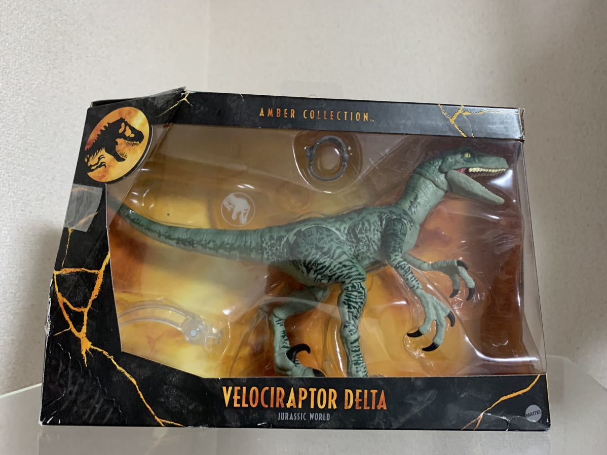 【やや傷や汚れあり】ジュラシック・ワールド マテル アンバーコレクション ヴェロキラプトル デルタMattel amber ...