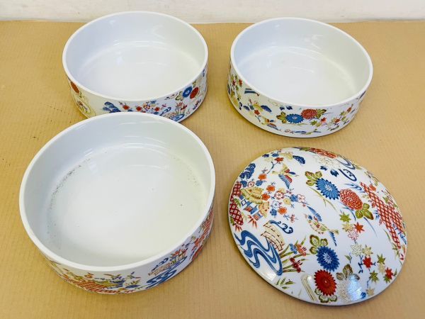 【傷や汚れあり】I357-K37-499 陶器 食器まとめ 7点 深川製磁/香炉/無我童子/3段重/他 サイズ 約11-25/高0.5 ...