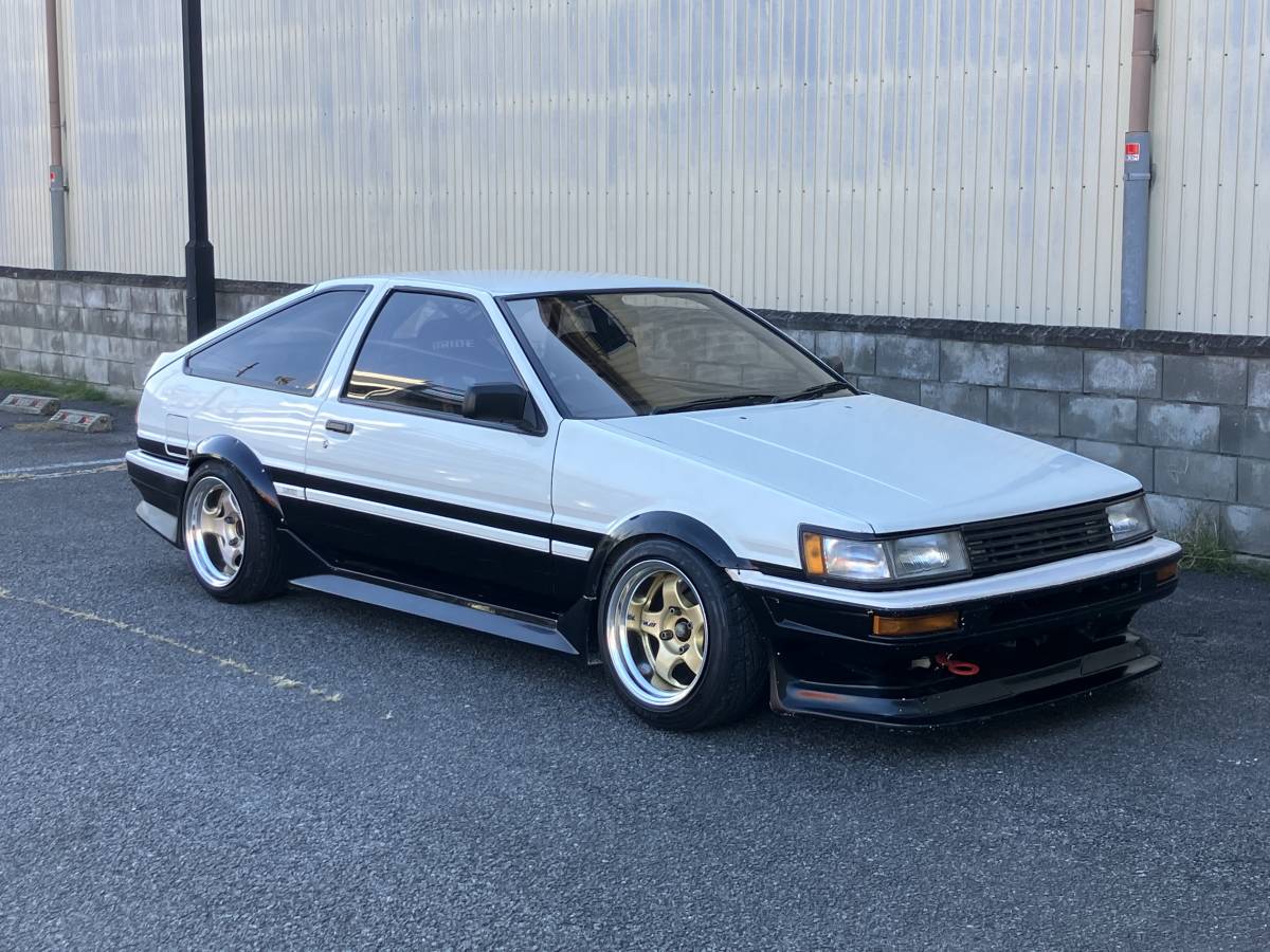 【走行距離 107,300 km】AE86 レビン 3ドア TD05-16G ターボ仕様 アルテッツァ6速ミッション フルエアロ ワークマイスター 即ドリ ドリフト 書類あり ハチロクの落札 ...