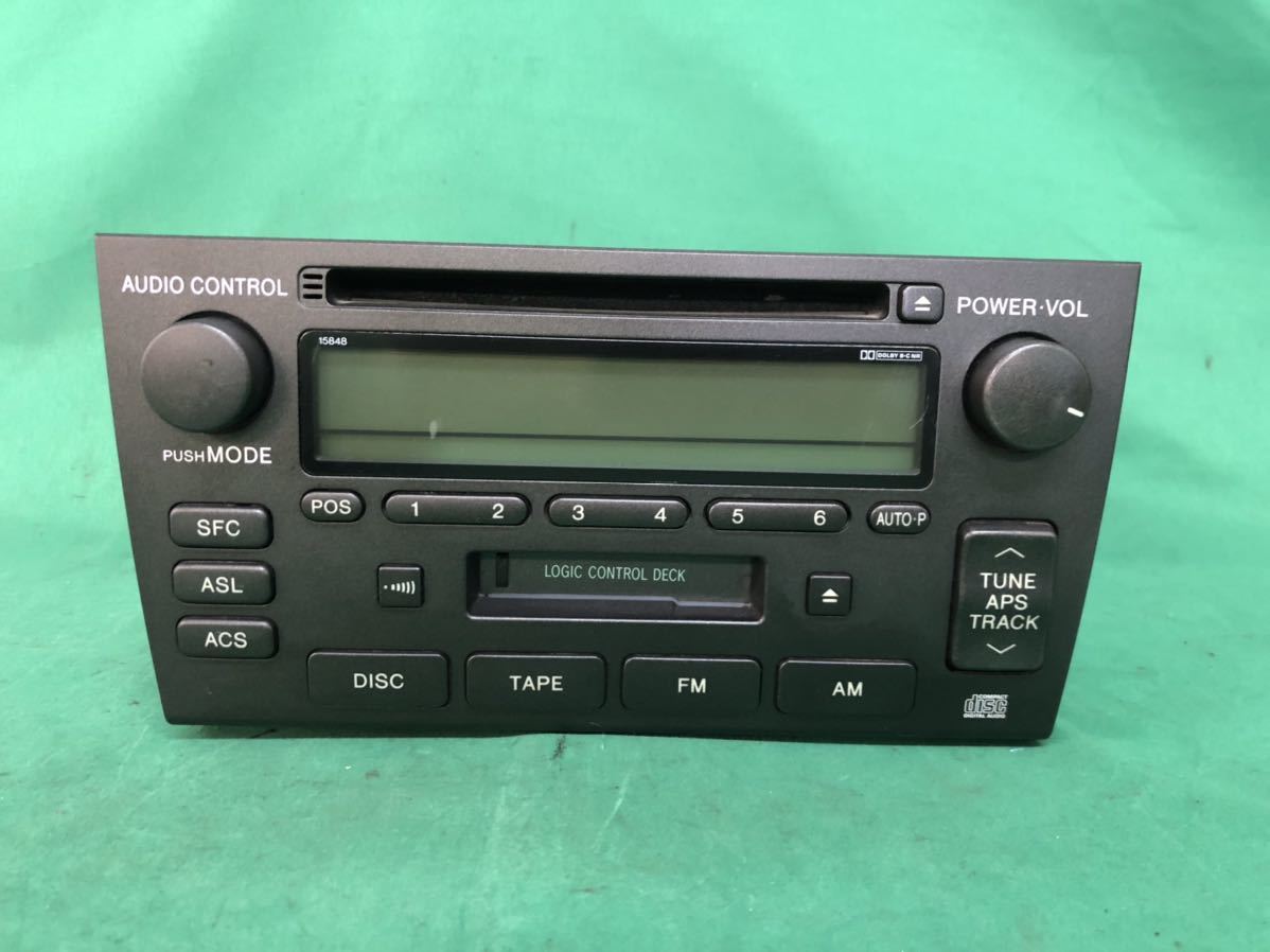 【やや傷や汚れあり】MY283 中古 トヨタ アリスト JZS160 JZS161 純正 FUJITSU TEN CD/カセット デッキ ...