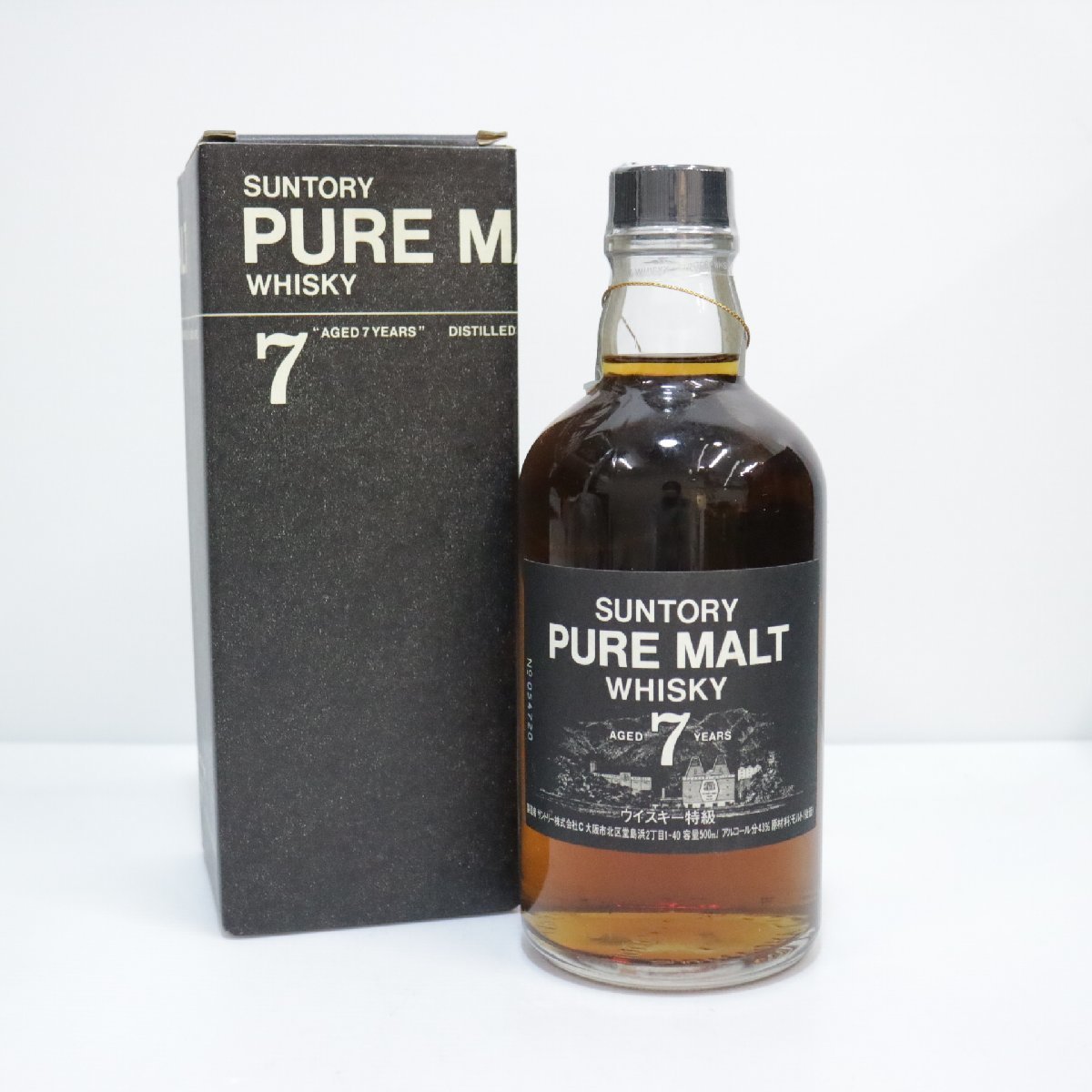 【やや傷や汚れあり】G24109HC2S SUNTORY PURE MALT 7年 サントリー ピュアモルト 国産 ウイスキー 特級 ブラックラベル 箱有 500ml 43％ 古酒 未開栓の ...