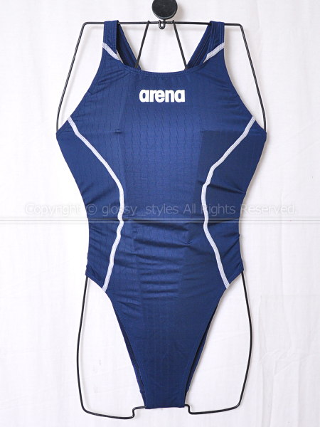 【未使用】K1735-04 新品 箱付 arena アリーナ 別注 X-PYTHON2 Xパイソン2 リミック Fina ハイカット競泳水着 OAR-7021WN ネイビー×ホワイトNV02 ...