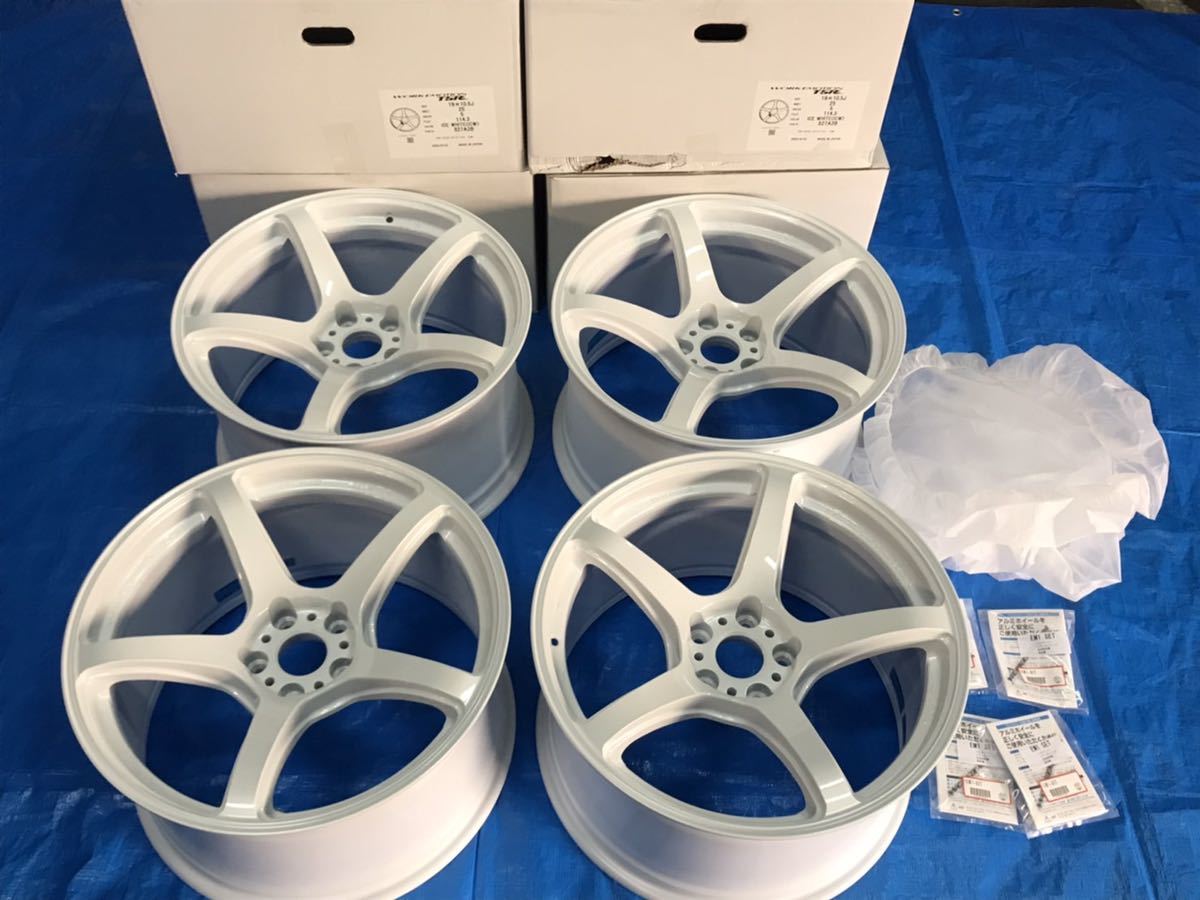 【傷や汚れあり】中古 WORK EMOTION T7Rワーク エモーション T7R 18×8.5j+32 5/114.3 225/40R18 オマケタイヤ付 2本セット！ドリケツ ケツバキに ...