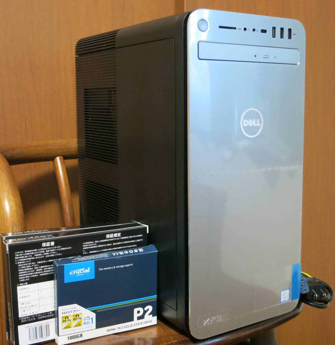 【やや傷や汚れあり】XPS8930SE Win11 i7-9700K 新品メモリ64G GeForce GTX1070 Blu-ray 新品NVMe SSD1TB 新品HDD4TB ...