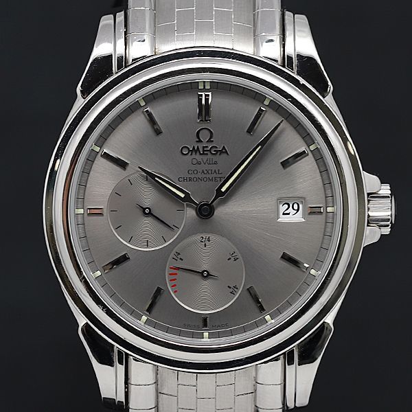 【全体的に状態が悪い】1円 AT オメガ 4832.40.31 デビル コーアクシャル パワーリザーブ デイト グレー文字盤 メンズ腕時計 ...