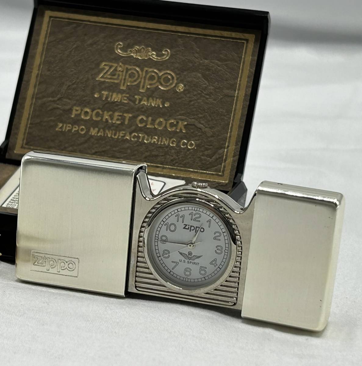 【傷や汚れあり】2086-3静 ZIPPO ジッポ TIME TANK タイムタンク POCKET CLOCK ポケットクロック X 1994 ...