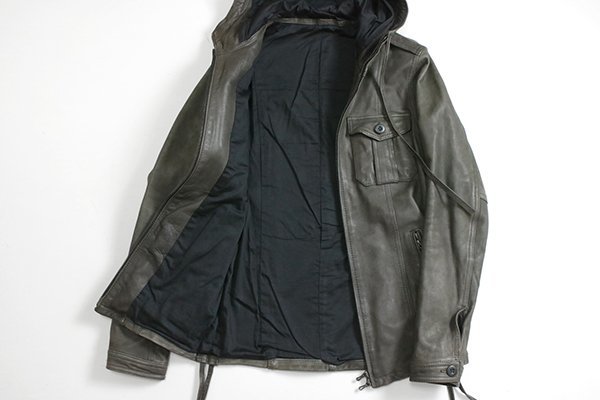 【やや傷や汚れあり】SHELLAC レザー フード付き ジャケット オリーブ サイズ44 本革 M-65 ジップアップ パーカー ブルゾン シェラック 1円～ 6/HY12の落札情報詳細 ...