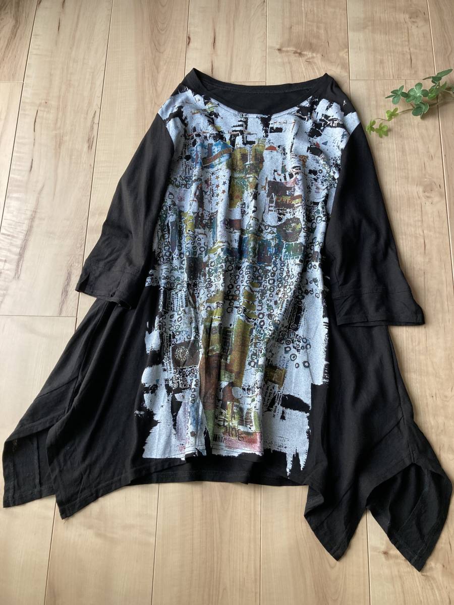 【目立った傷や汚れなし】②☆MICHELLE MODELLOミッシェルモデロ☆異素材コンビイレギュラーチュニックBk大きいサイズLFの落札情報 ...