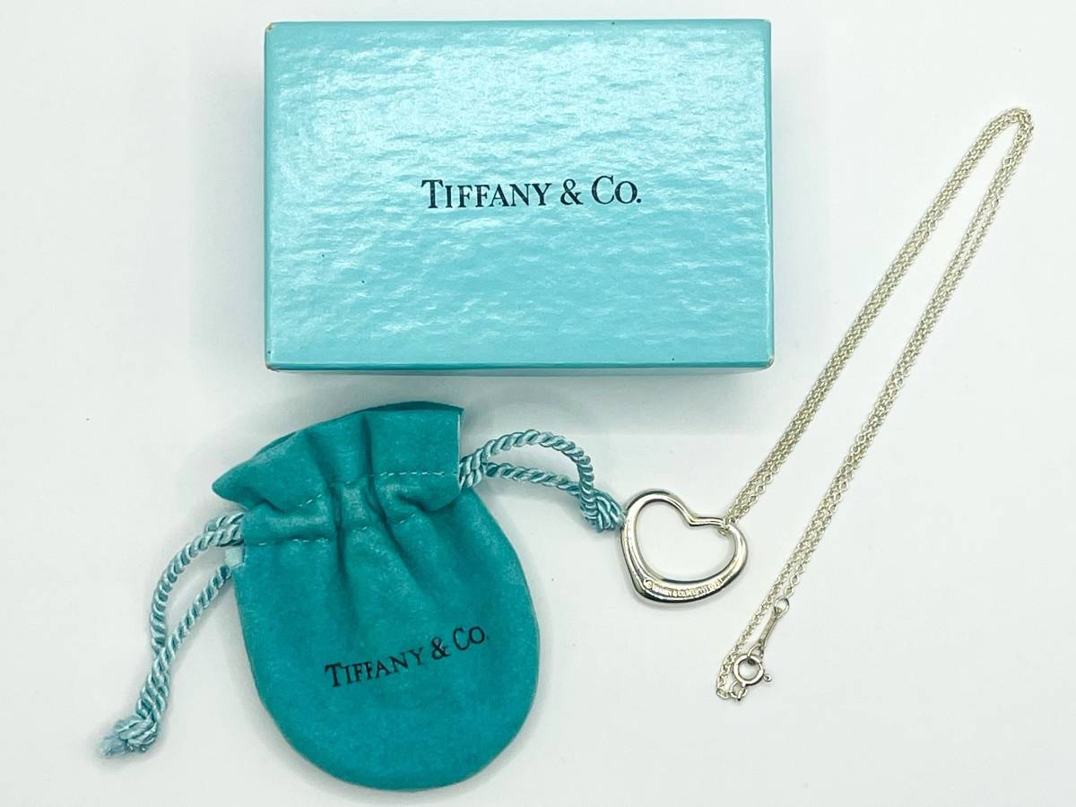【やや傷や汚れあり】【3677】 ★1円スタート ティファニー TIFFANY＆Co. オープンハート ネックレス 925 シルバー アクセサリー 保護袋付きの落札情報詳細 - ヤフオク落札 ...
