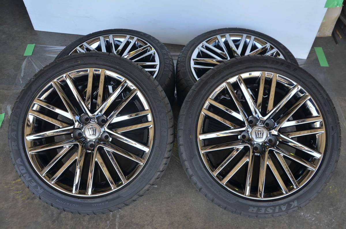 【やや傷や汚れあり】210クラウン アスリート 純正18インチ スパッタリングアルミ&225 45r18タイヤセット:1円売り切り! メッキ