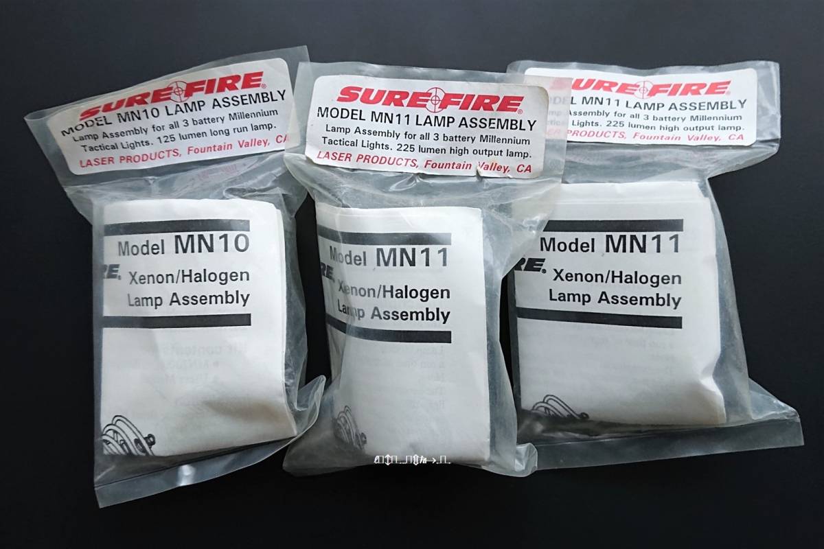 【未使用】LASER PRODUCTS SUREFIRE MN10 MN11 替バルブ 3個セット 検 M3 M961 M962 M900 ...