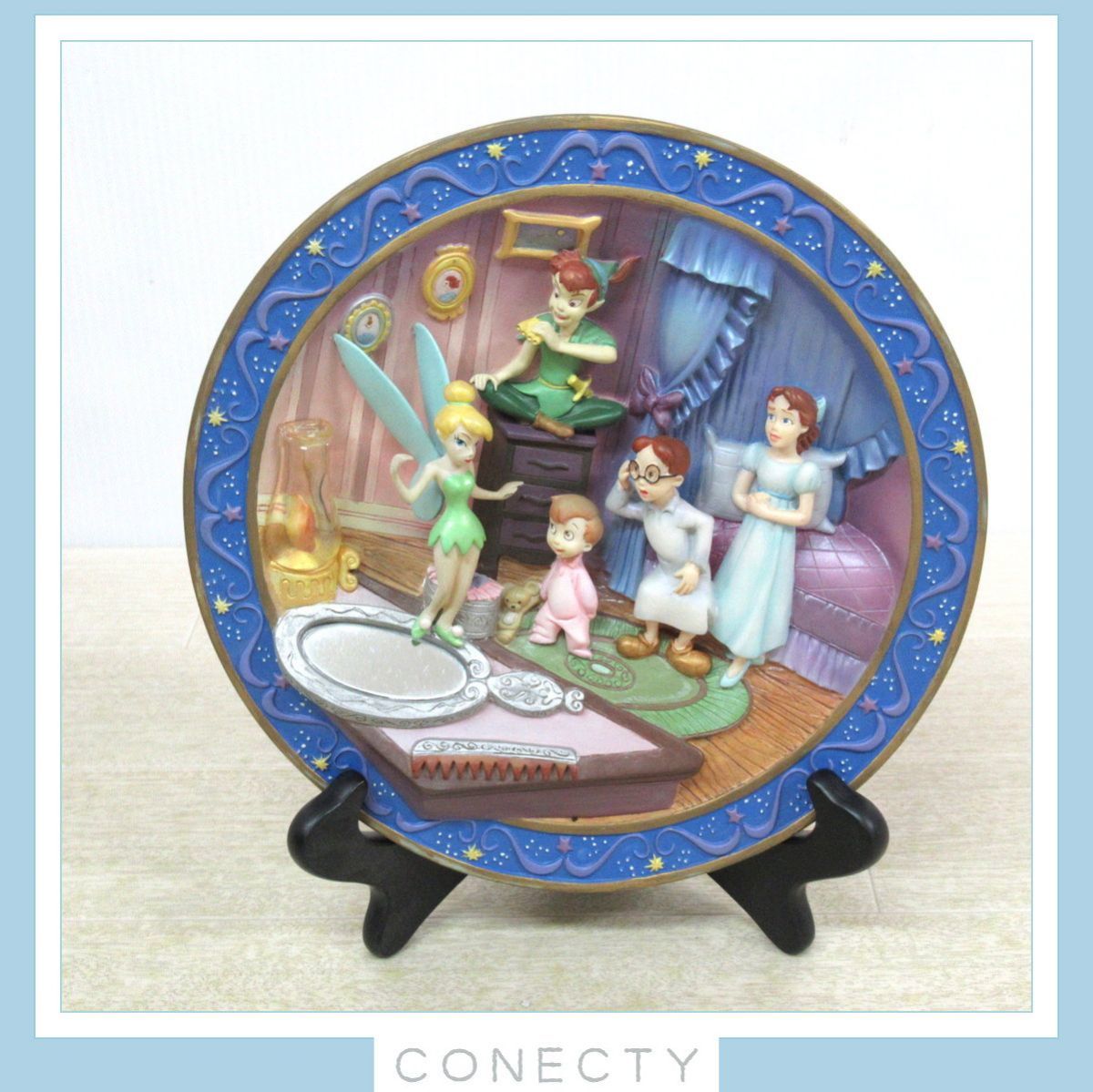 【やや傷や汚れあり】限定レア★ピーターパン Peter Pan ティンカーベル Tinker Bell レリーフプレート 3Dプレート ...