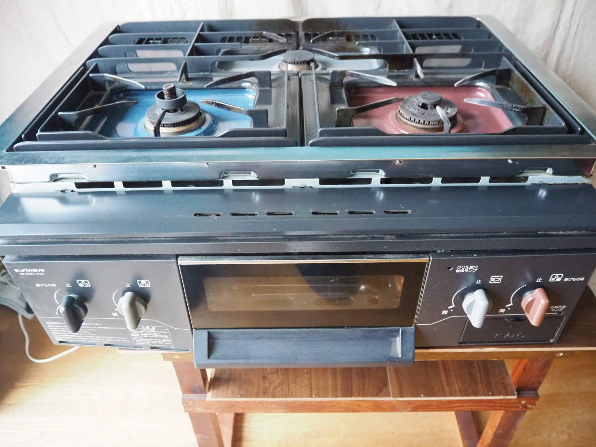 【やや傷や汚れあり】☆中古美品 サンウェーブ ビルトイン ガスコンロ LP(プロパンガス）W-SSG-313R 75cm幅（特殊大型サイズ）の ...