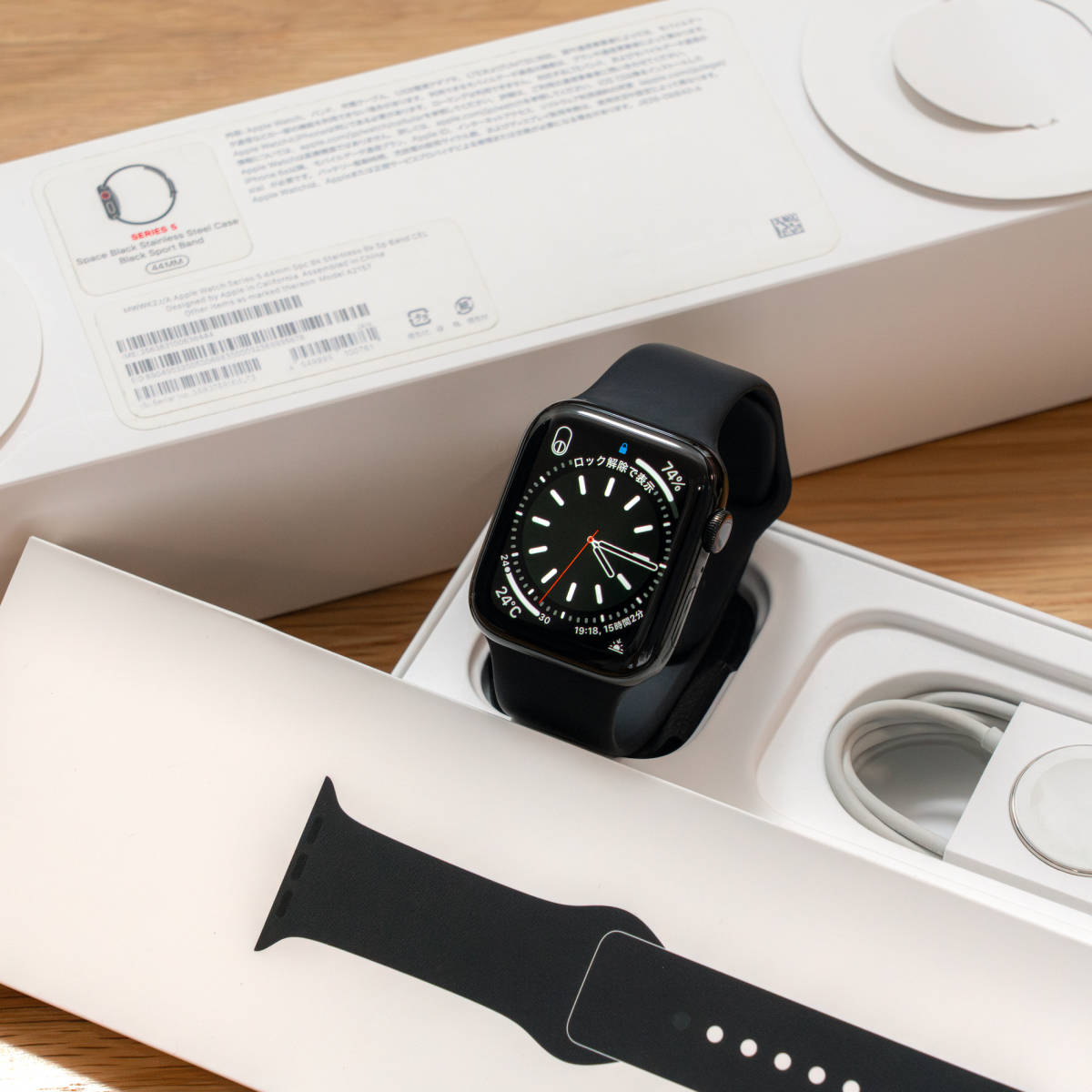 【目立った傷や汚れなし】Apple Watch Series 5 GPS＋Cellular スペースブラックステンレス 44mm MWWK2J ...