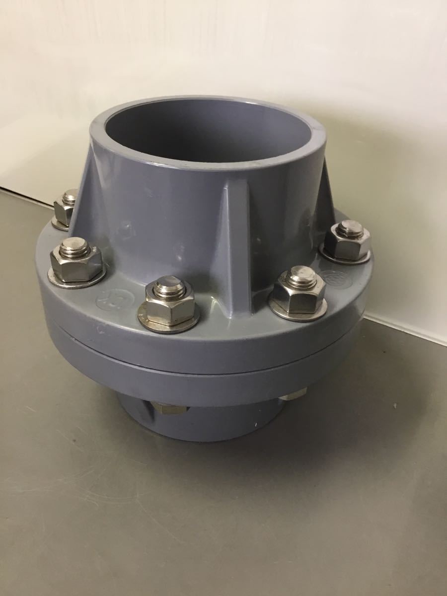 【未使用に近い】[未使用保管品]旭有機材 アサヒ UPVC 塩ビ 10K 100A TSフランジ×2個.ワッシャー(各2枚)ナット付 六角ボルト(M16-75mm)×8本 給水.配管/A-1の ...