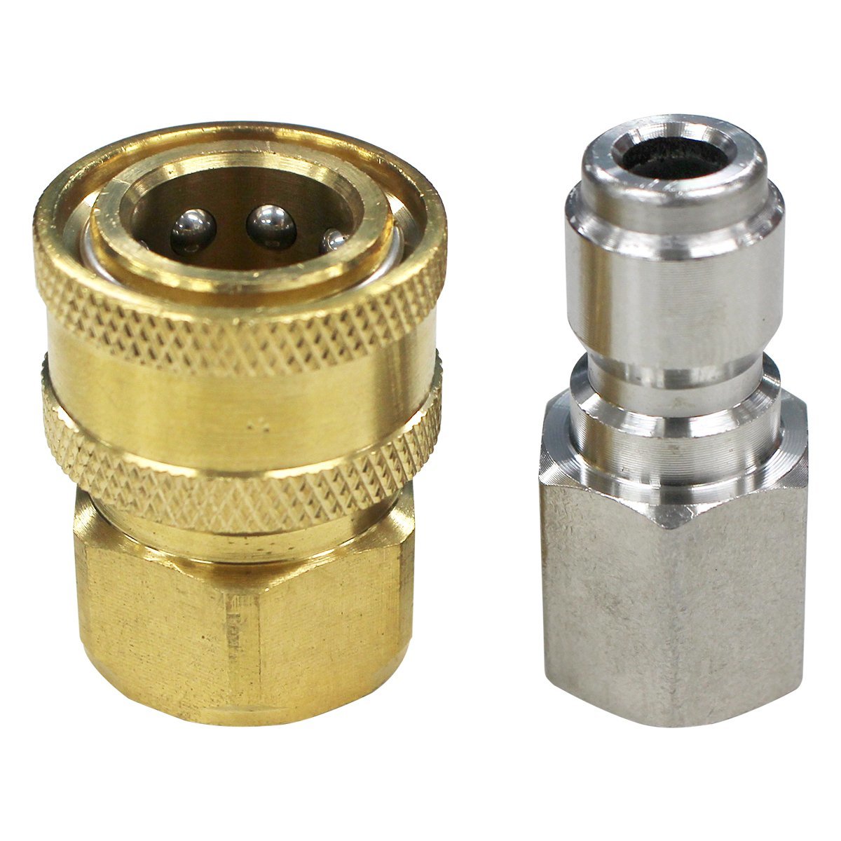 【未使用】【送料無料】高圧洗浄機用 3/8 海外規格カプラー オス メス セット アタッチメント アダプター 汎用品 高圧ホース 延長ホースの ...