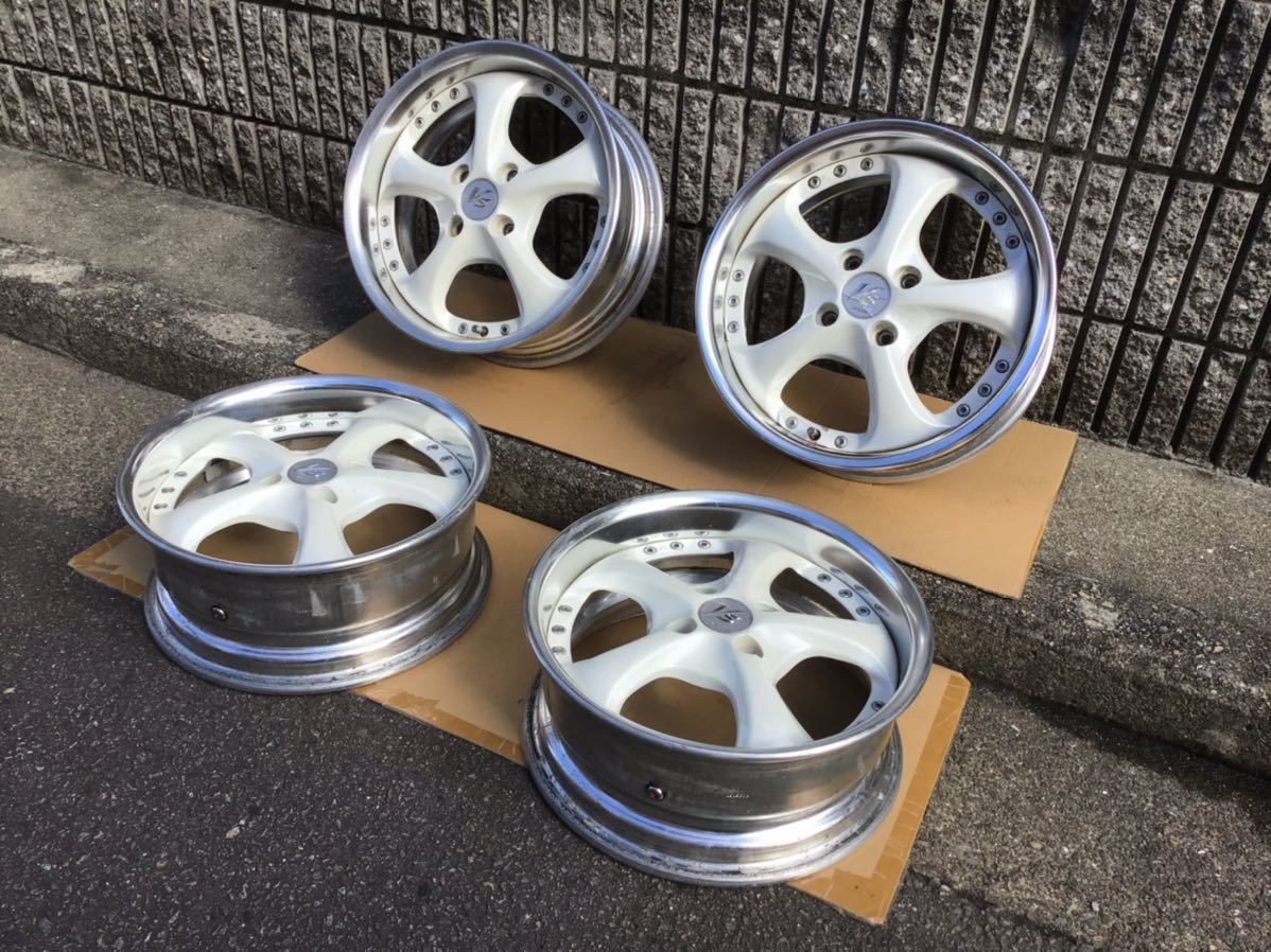 【傷や汚れあり】ワークVS-KF PCD100 15インチ 6J オフセットフロント+38 2本 リヤ+32 2本（ホワイトパール）の落札情報詳細 - ヤフオク落札価格検索 オークフリー