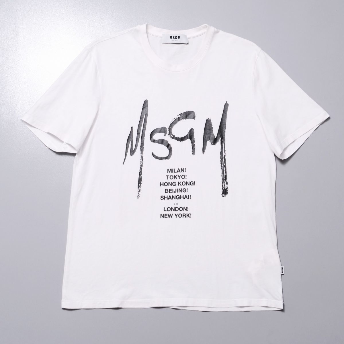 【目立った傷や汚れなし】TG4609 MSGM エムエスジーエム サイズS ロゴプリント クルーネック Tシャツ カットソー 2640MM183 195298-01 ホワイト系の落札情報詳細 ...