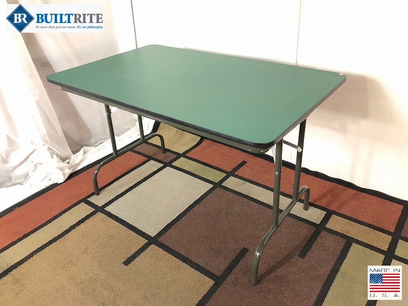 【やや傷や汚れあり】【アメリカ家具】折り畳みテーブル Built-Rite 122×76cm オフィス 会議テーブル ミーティング オカムラ ...