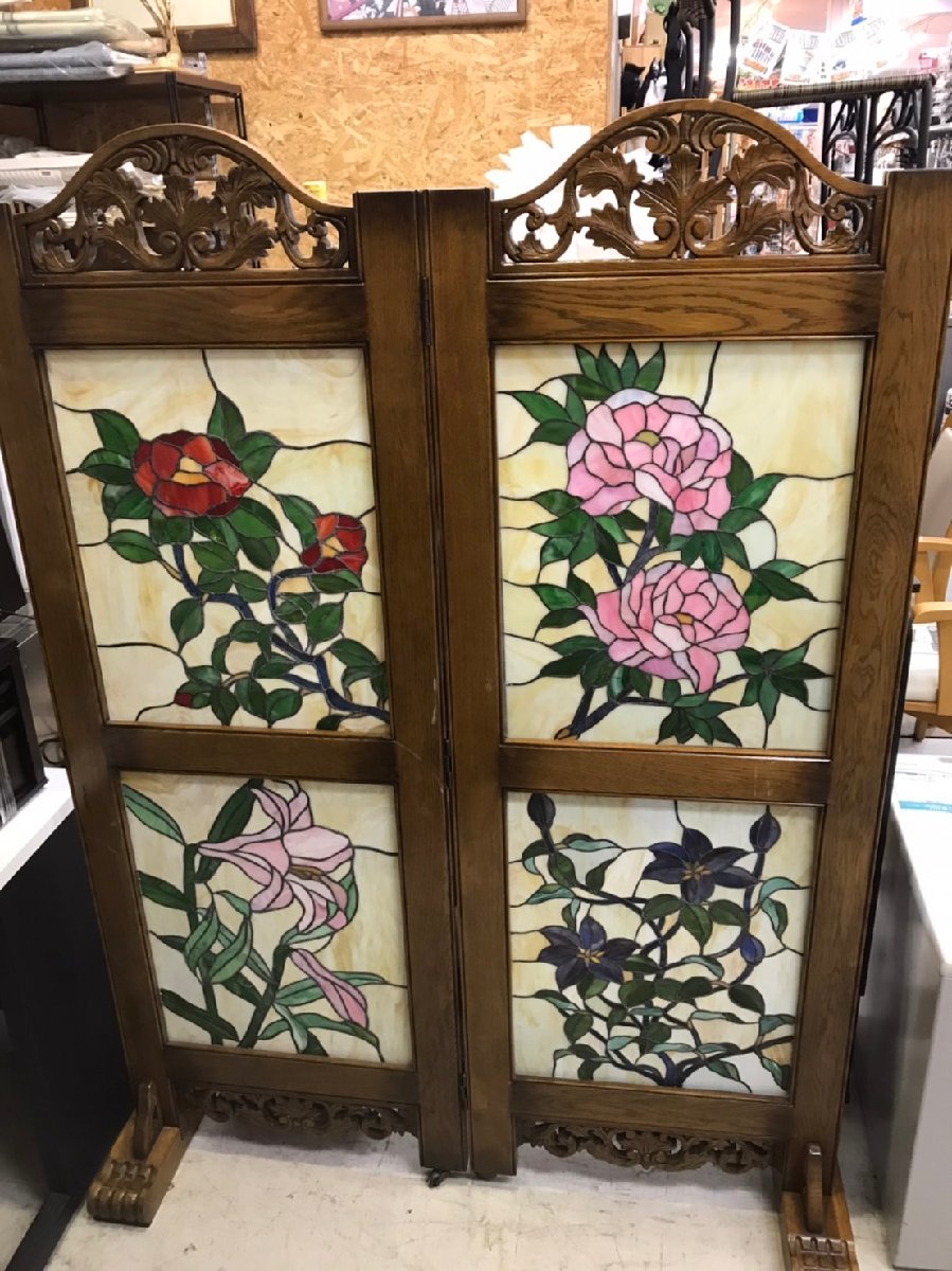 【やや傷や汚れあり】 【引取限定 長野県諏訪市】 西洋アンティーク ステンドグラス パーテーション W119.5xD34xH165.5cm 中古 9315★の落札情報詳細 - Yahoo ...
