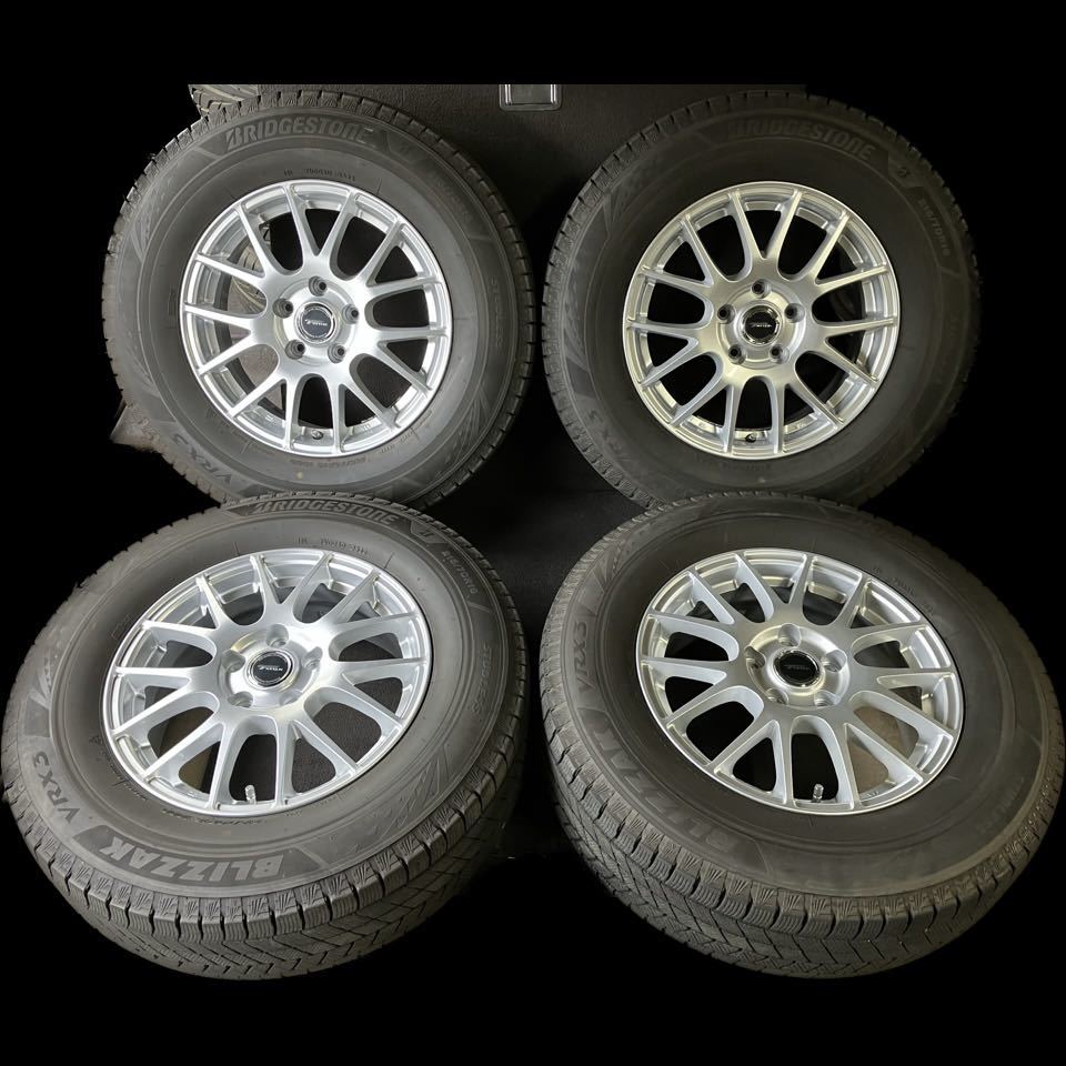 【目立った傷や汚れなし】2022年製BRIDGESTONE 215/70R16 6.5J+48 5穴 PCD114.3 ハブ73 M12 テーパー 社外 16インチ アルミ ホイール 5H ...