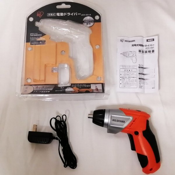 【目立った傷や汚れなし】アイリスオーヤマ 充電式 電動ドライバー JCD-421-D オレンジ【PSEマークあり】【訳あり※ビットセット12本欠品】 09 00143の落札情報詳細 ...