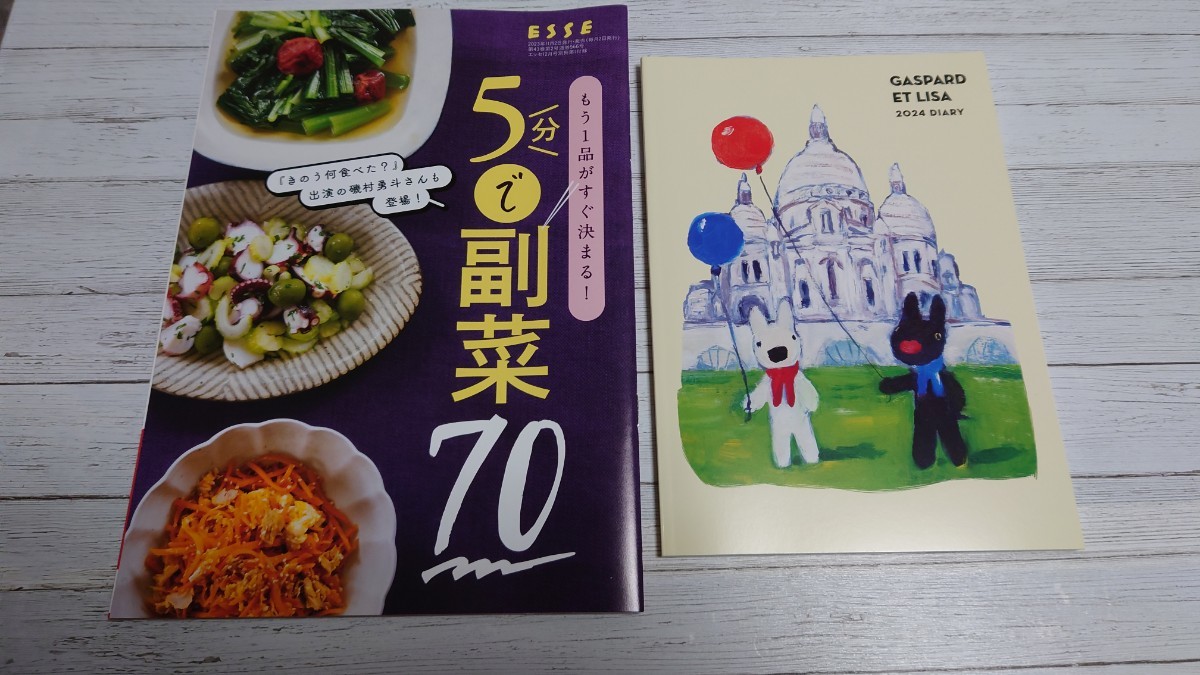 【未使用】#100 ESSE 2023年12月号 付録2冊 GASPARD ET LISA リサとガスパールのダイアリー手帳 2024もう一品がすぐ決まる！ 5分で副菜70 24124の落札 ...