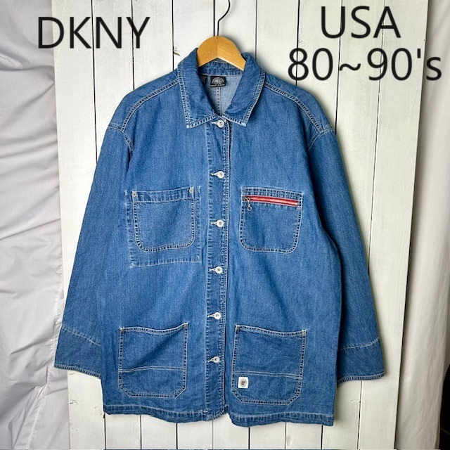 【目立った傷や汚れなし】USA 80s～90s DKNY jeans デニムカバーオール L～XL ライトオンス オールド ヴィンテージ アメリカ古着 大きめ ユニセックス ワーク 67の落札 ...