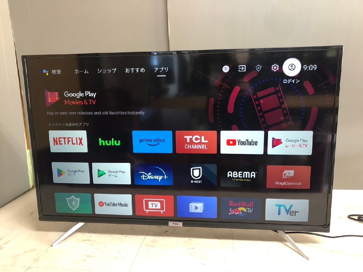 【目立った傷や汚れなし】YI020336 TCL 4K液晶テレビ 43P618 2022年製 リモコン付 Android TV 4Kチューナー内蔵 TV 43V型 直接引き取り歓迎の落札情報 ...