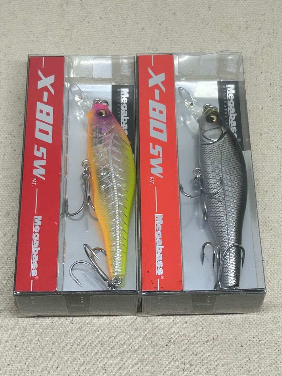 【未使用】メガバス X-80 SW 2個セット 未開封 限定カラーあり ( SP-C ) GP SUNRISE BONE ＆ M SEGURO IWASHI STARDUST ハチマル X80 ...