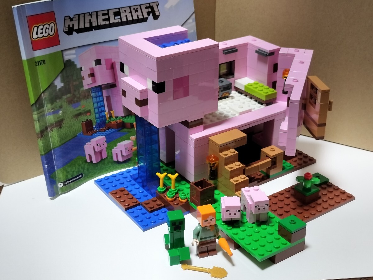 【やや傷や汚れあり】送料無料即決希望 LEGO レゴ ブタのおうち マインクラフト Mineclaft 21170 アレックス クリーパー ...