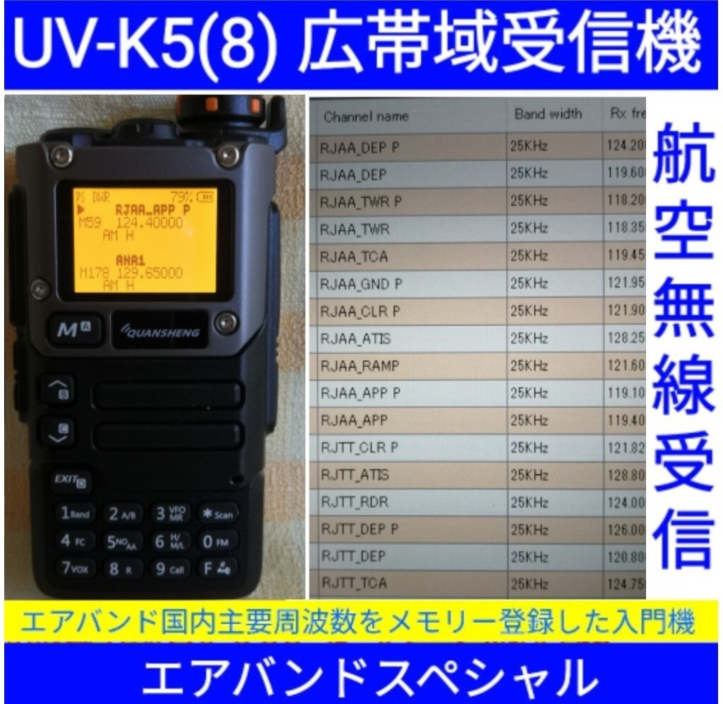 【未使用】【エアバンド】広帯域受信機 UV-K5(8) Quansheng 未使用新品 周波数拡張 航空無線メモリー登録済 日本語マニュアルの落札情報詳細 - ヤフオク落札価格検索 オークフリー