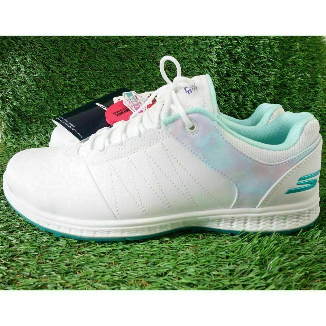 【未使用】【未使用訳あり】 SKECHERS GOLF 撥水加工 スパイクレスゴルフシューズ 25.5cm ホワイト×マルチ 5GEN ...