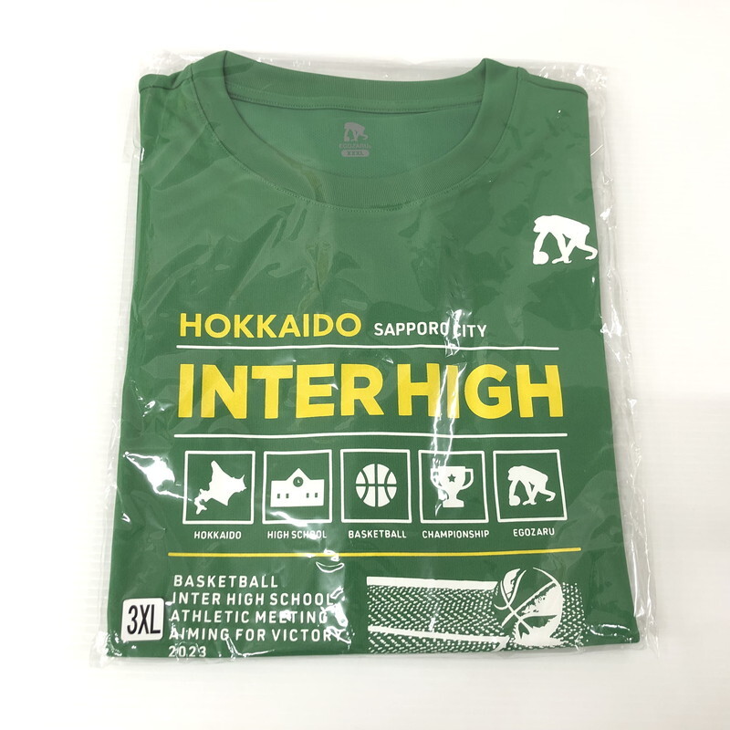 【目立った傷や汚れなし】TEI 【中古美品】 北海道 バスケットボール INTER HIGH EGOZARU 2023 Tシャツ 緑 3XL ...