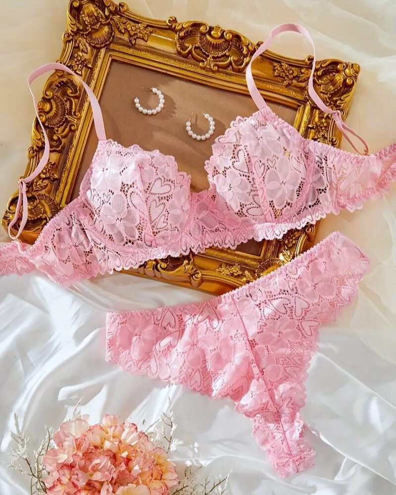 【未使用】【新品】Mサイズ ワイヤー入り ストレッチレース ブラジャー&ブラジリアン ショーツ★113.ピンク ハート花柄 D75,B80,C80の落札情報詳細 - Yahoo!オークション ...