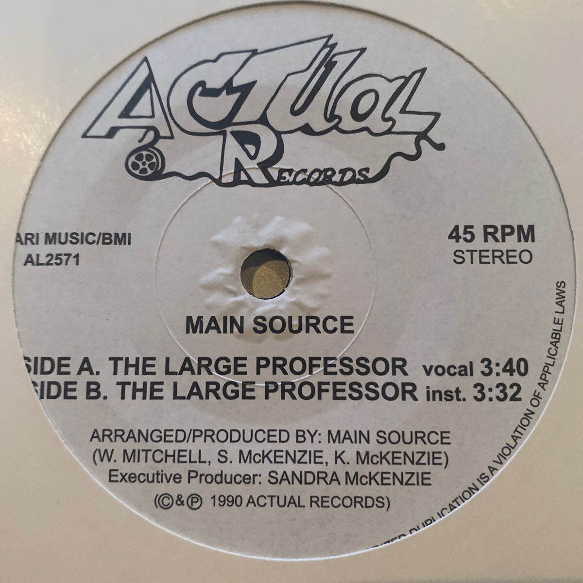 【未使用】試聴OK 希少な7inc!! Actual RecordsAL-2571 Main Source The Large ...