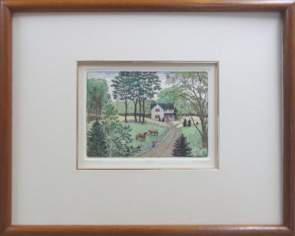 【やや傷や汚れあり】【FCP】 真作保証 スーザン・ハント・ウォルコッツ（Susan Hunt Wulkowicz） 限定銅版画手彩色10x13.5cm 「June」 アメリカ作家 hの落札 ...